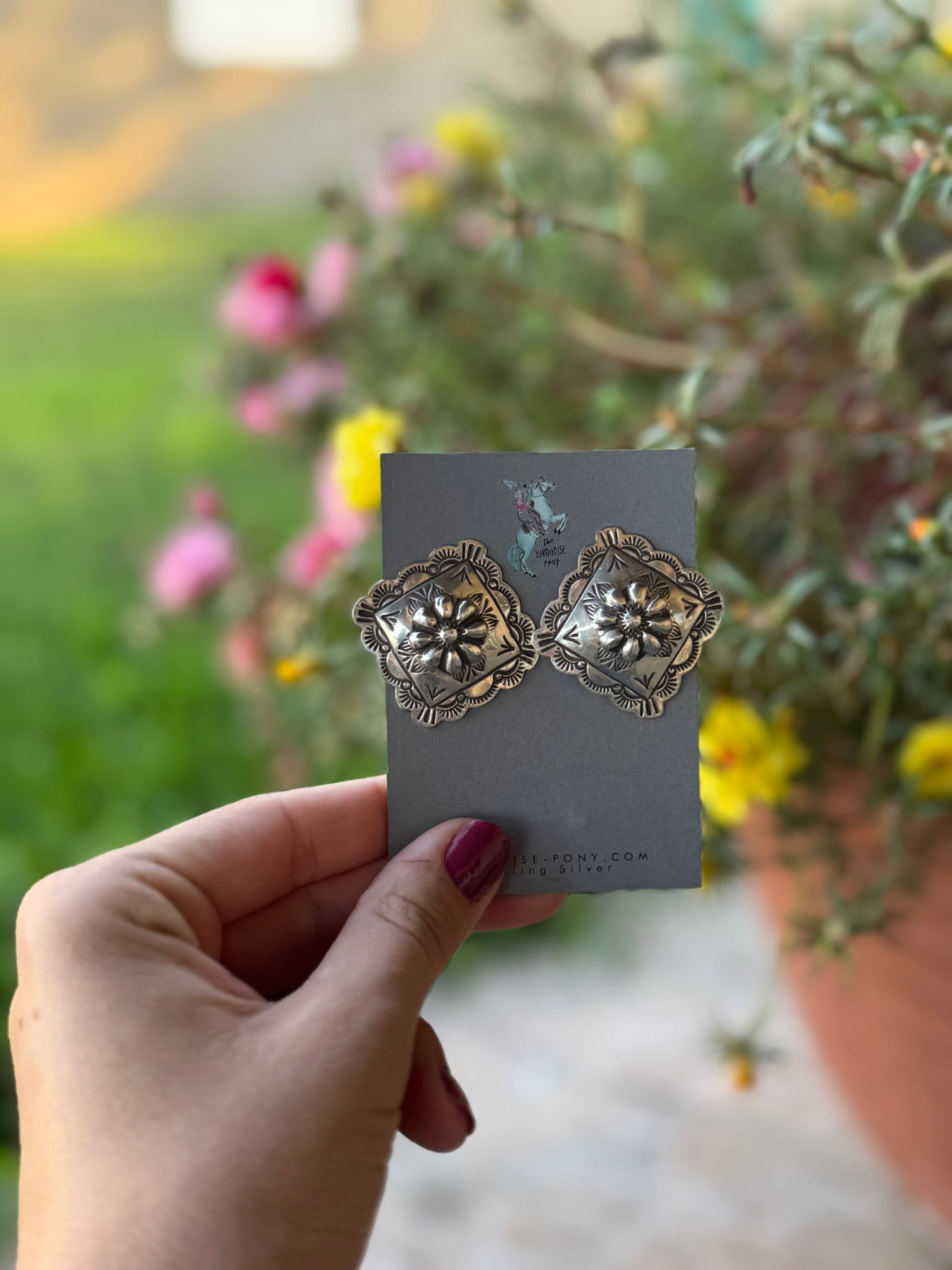 Sandy Concho Studs – Turquoise Pony